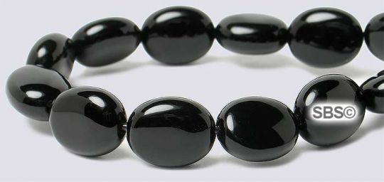 Black Onyx Beads 8mm x 10mm Flat Oval