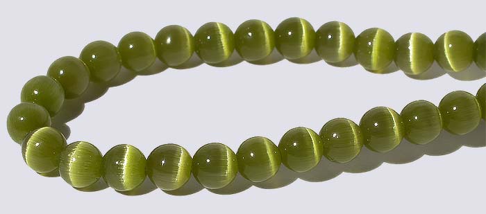4mm Cats Eye Beads - OLIVE A- Grade