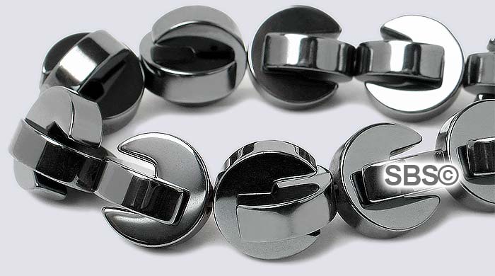 Hematite Beads 10mm Pacman Shape (non-magnetic) - Super High Polished