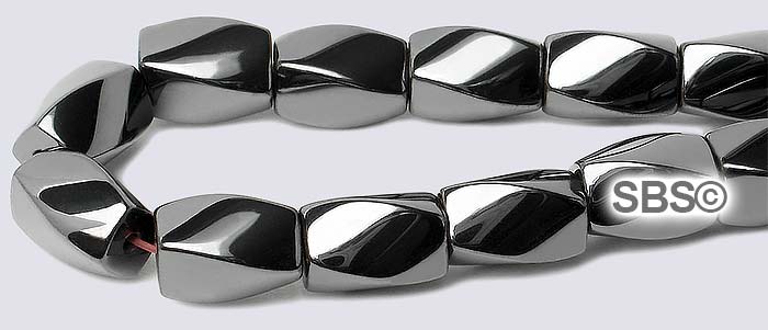 Hematite Beads 5x8 (4-sided) Swirl (non-magnetic) - Super High Polished