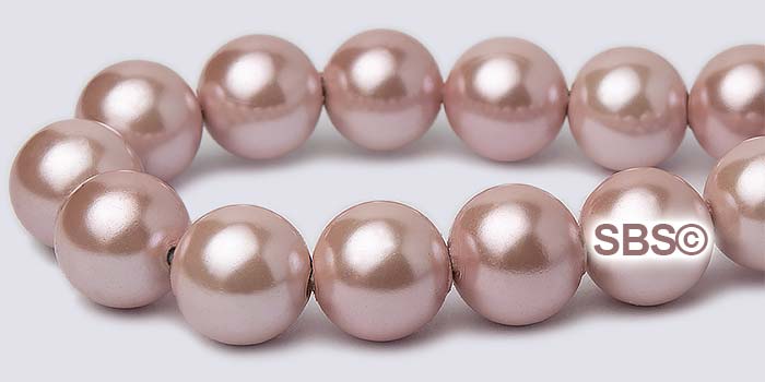 High Power Pearl Magnetic Hematite Beads 8mm Round - Light Pink