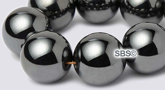 Magnetic Beads Hematite 12mm Round | (Super High Polished)