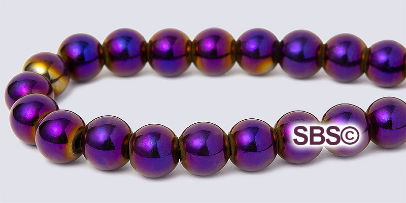 Magnetic Hematite Beads 6mm Round - Metallic Purple Iris (Amazing Sparkles)