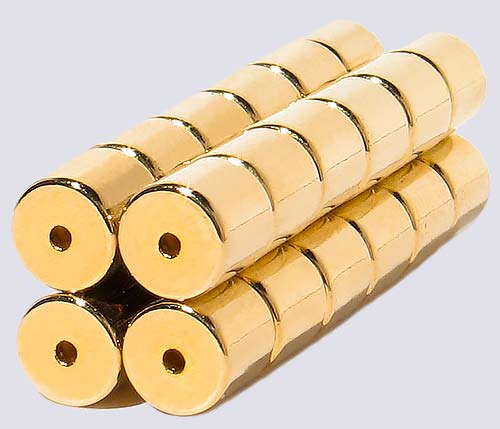 5mm x 5mm Magnetic Tube/Cylinder Clasp Gold 12 sets | Powerful Magnets