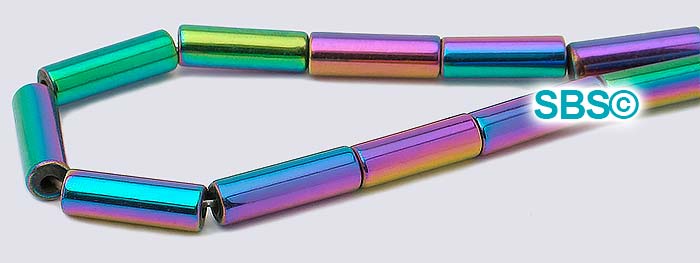 Rainbow Magnetic Hematite 3x9 Tube Beads | Beautiful Vivid Colors