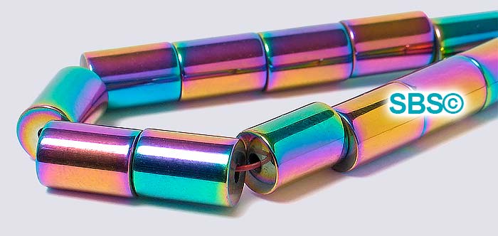 Rainbow Magnetic Hematite 5x8 Tube Beads | Beautiful Vivid Colors